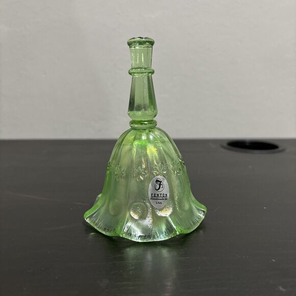Fenton | Other | Frosted Green Fenton Bell Embossed 5 Tall With Floral ...